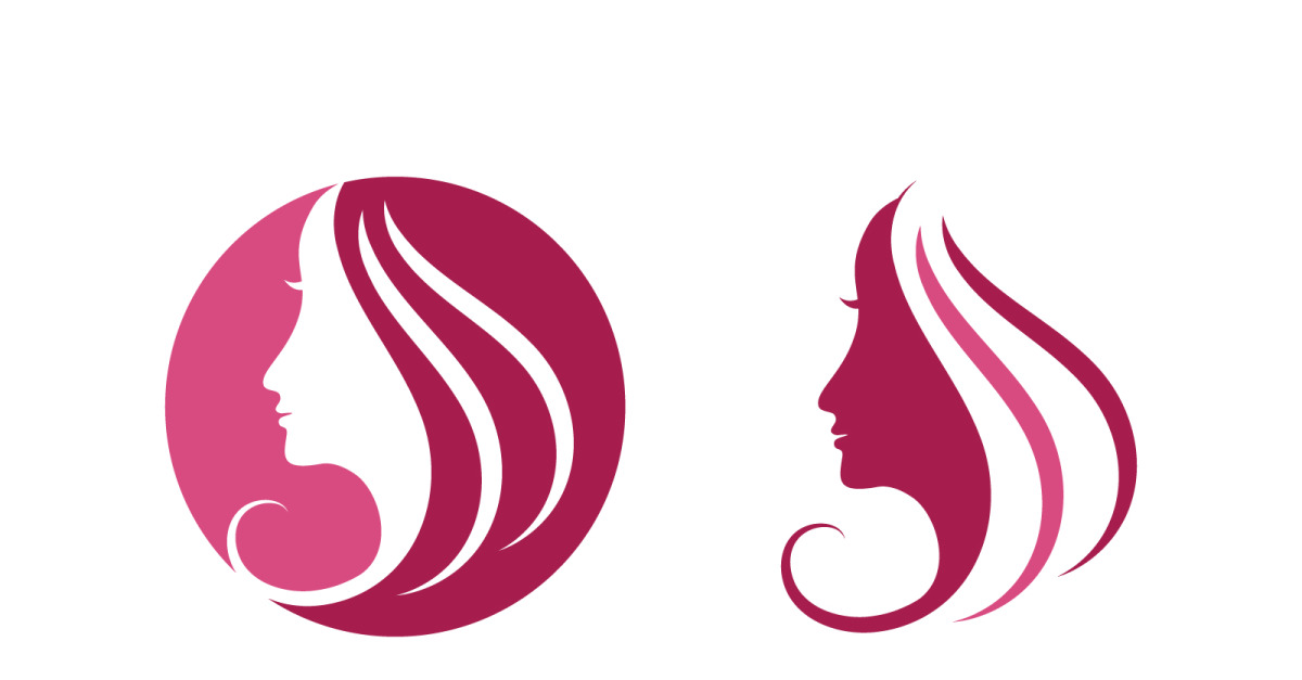 Beautiful Woman hair face character logo illustration v.1