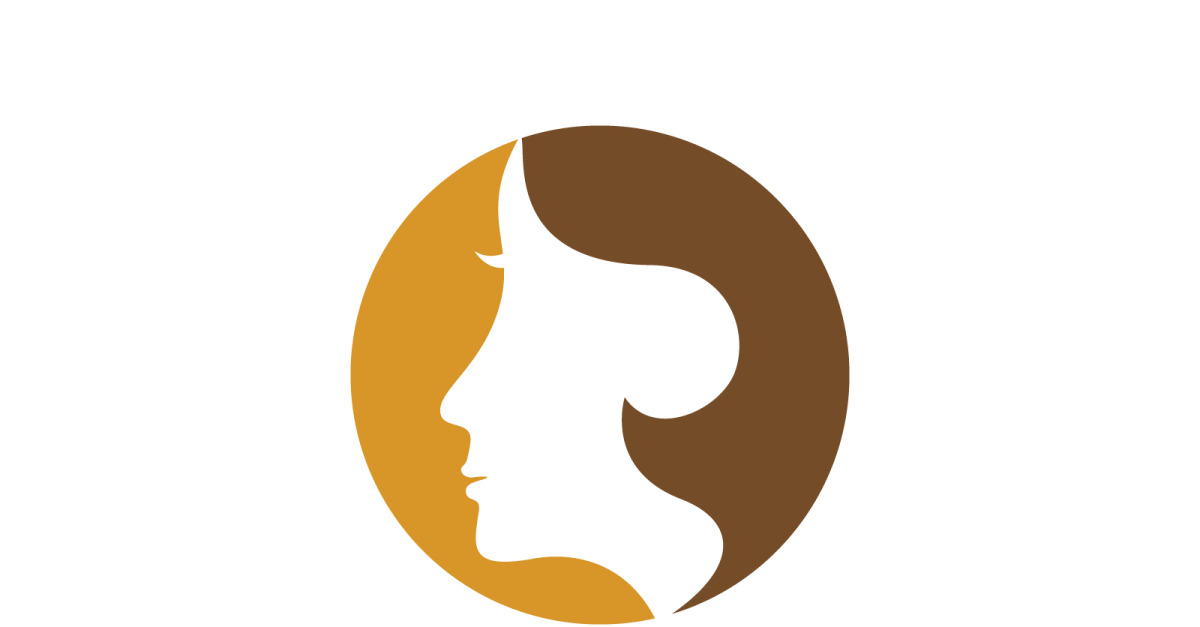 Beautiful Woman hair face character logo illustration v.2