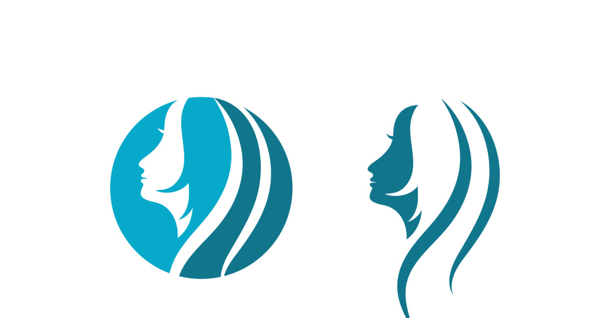 Beautiful Woman hair face character logo illustration v.3
