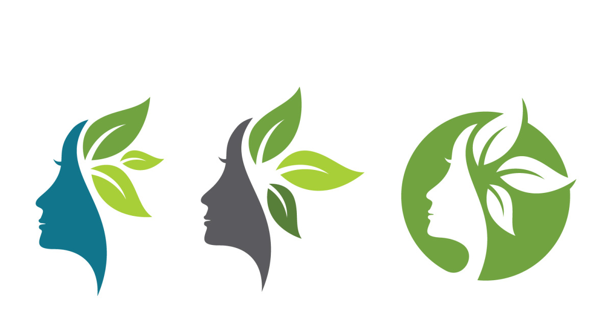 Beautiful Woman hair face character logo illustration v.6