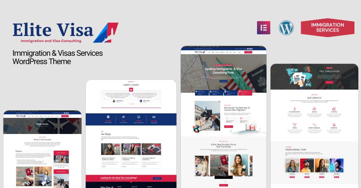 Elite Visa - Visa Tourism & Immigration Services WordPress Theme