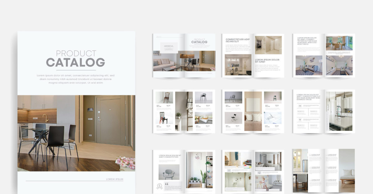 Interior Design Catalog Template – 18 Pages, US Letter, Brown Accents ...