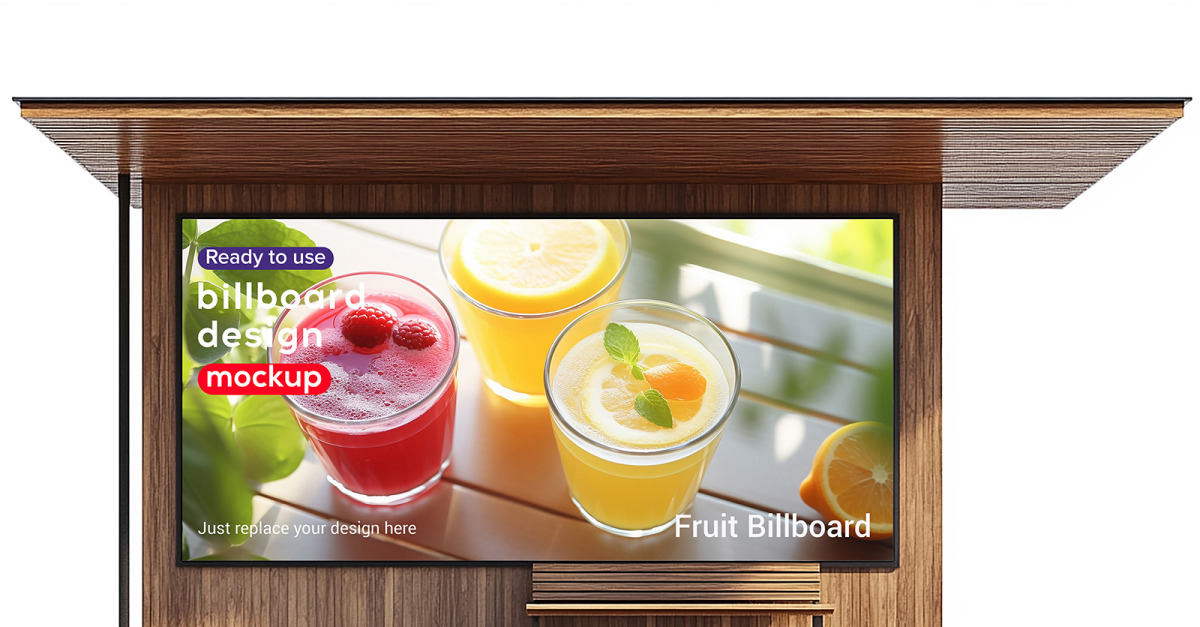 Refreshing Drink Billboard Presentation Psd Fruit Drink Advertisement Mockup Natural Juice Billboard