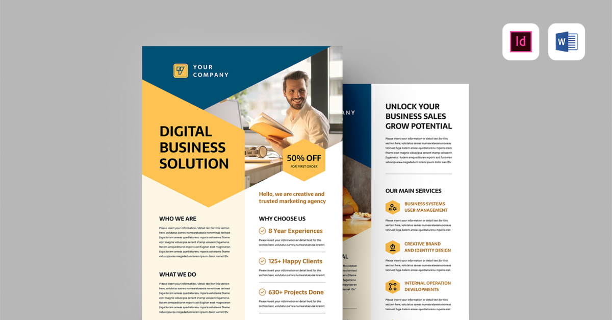 Business Flyer Template | Microsoft Word & Adobe Indesign