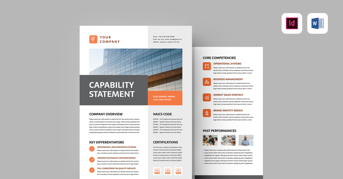 Capability Statement Template | Microsoft Word & Adobe Indesign
