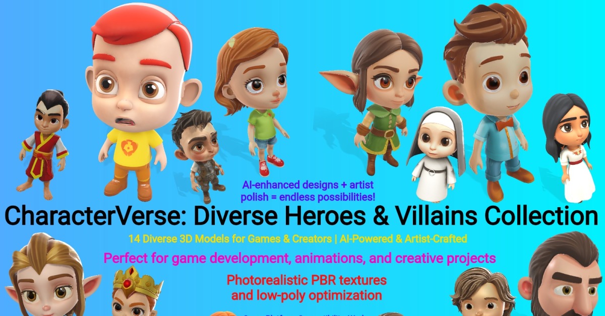 CharacterVerse: Diverse Heroes & Villains Collection 3D Model