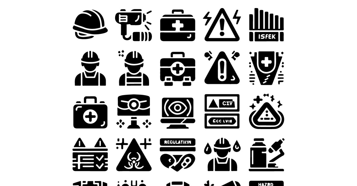 Work safety icon set silhouette vector art - TemplateMonster
