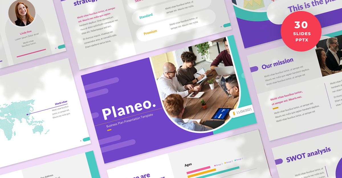 Modèle PowerPoint de présentation du plan d'affaires Planeo