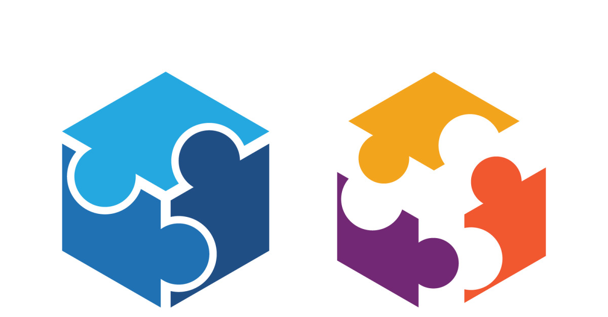 Human care group network and social logo design v.51