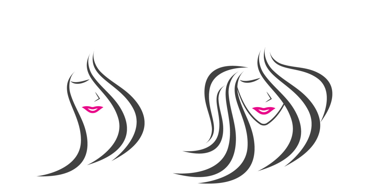 Beautiful Woman hair face character logo illustration v.20