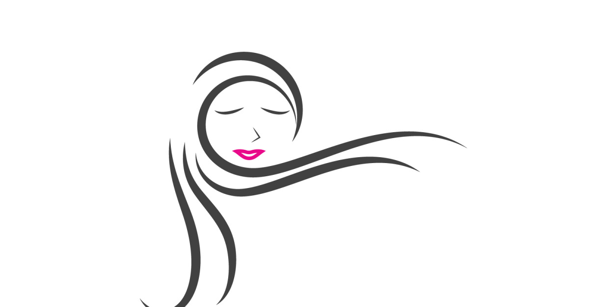 Beautiful Woman hair face character logo illustration v.21