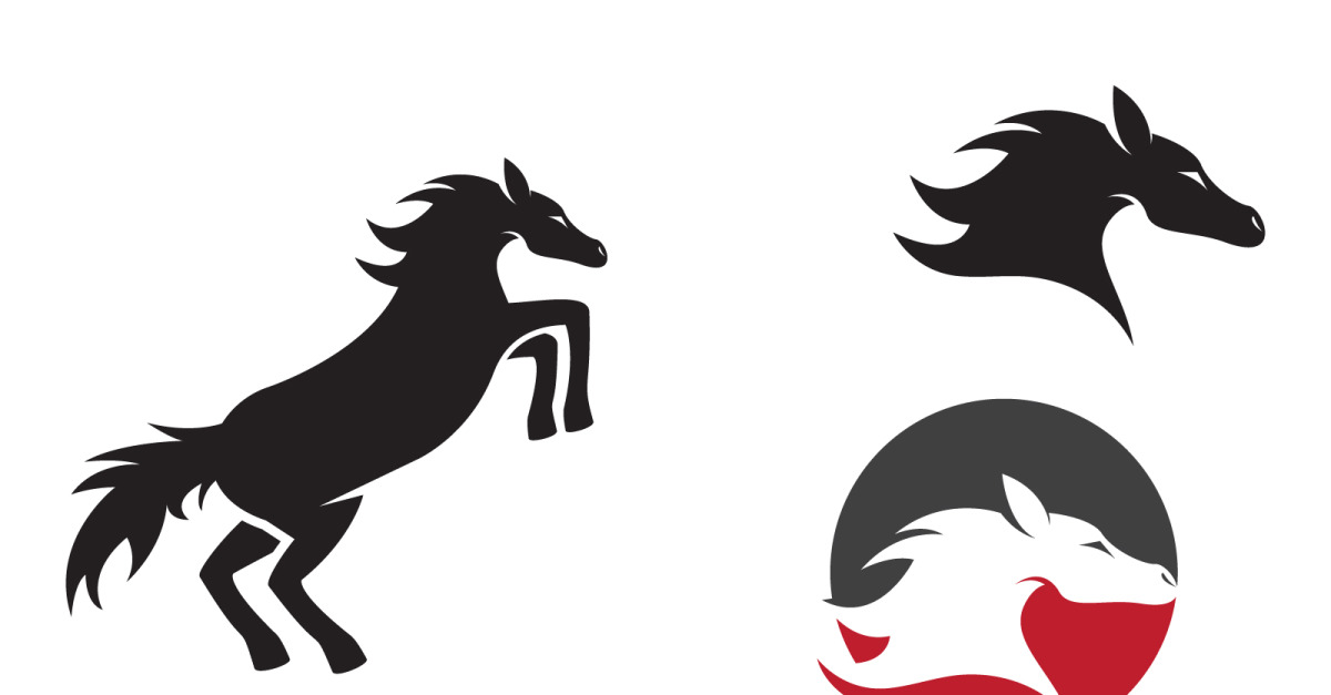 Modèle de conception d'icône de logo de tête de cheval fort v.1