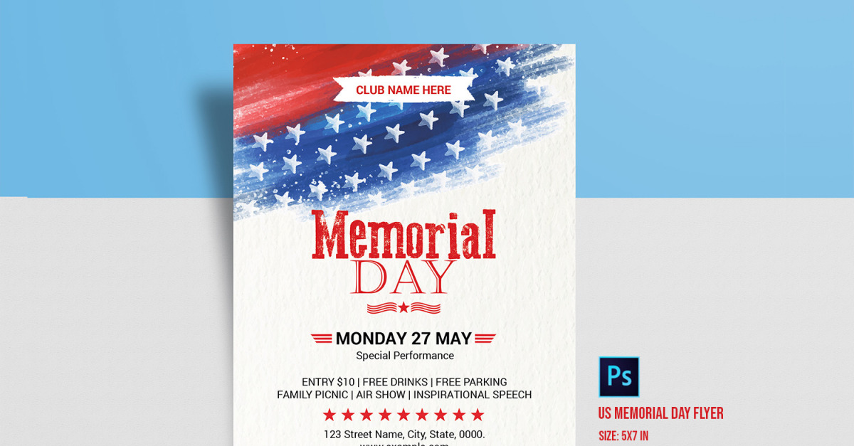 Printable Us Memorial Day Event Flyer Template