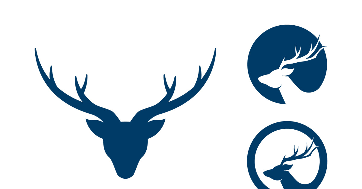 Geyik kafası vektör Logo simgesi illüstrasyon tasarım şablonu v.1