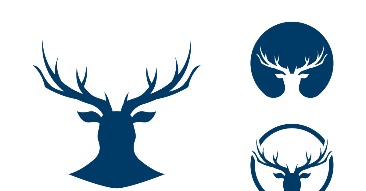 Geyik kafası vektör Logo simgesi illüstrasyon tasarım şablonu v.2