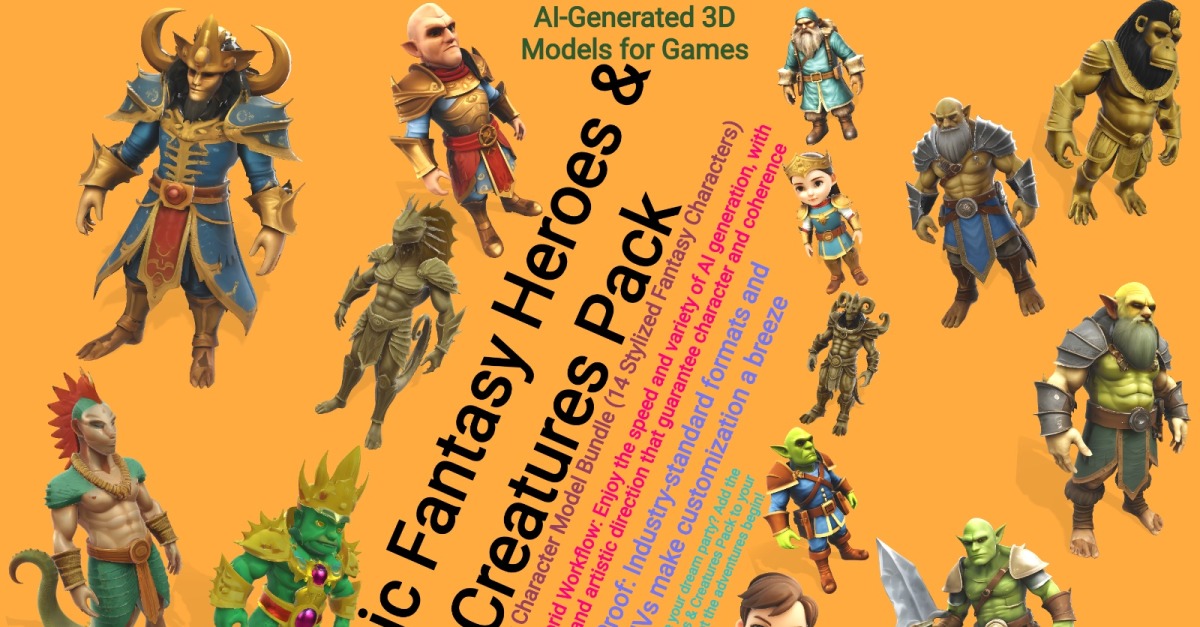 Epic Fantasy Heroes & Creatures Pack 3D Model