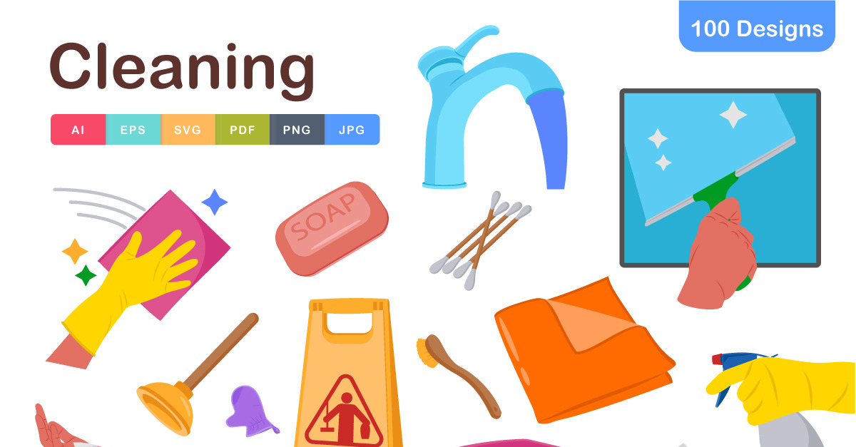 Cleaning Icons Pack – Household Chores and Hygiene Symbols
