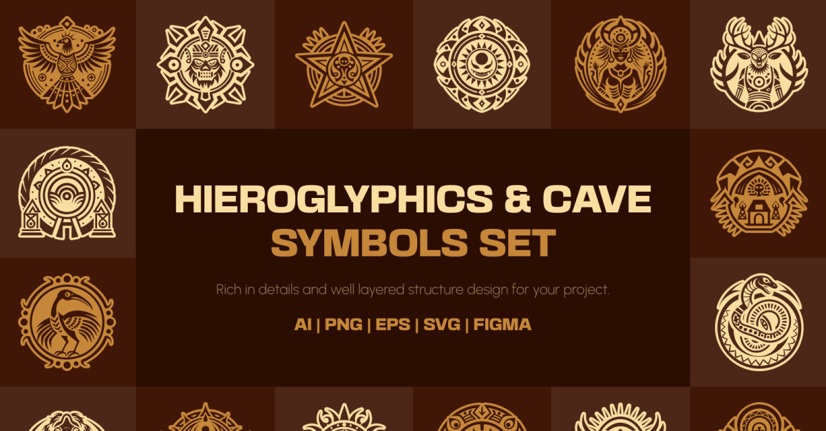 Hieroglyphics and Cave Art Symbols #517815 - TemplateMonster