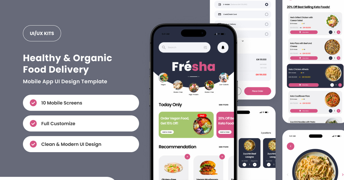 Fresha – Plant-Based Food App Design Template