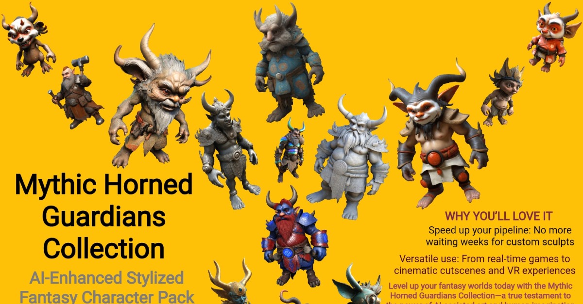 Mythic Horned Guardians Collection 3D Model - TemplateMonster