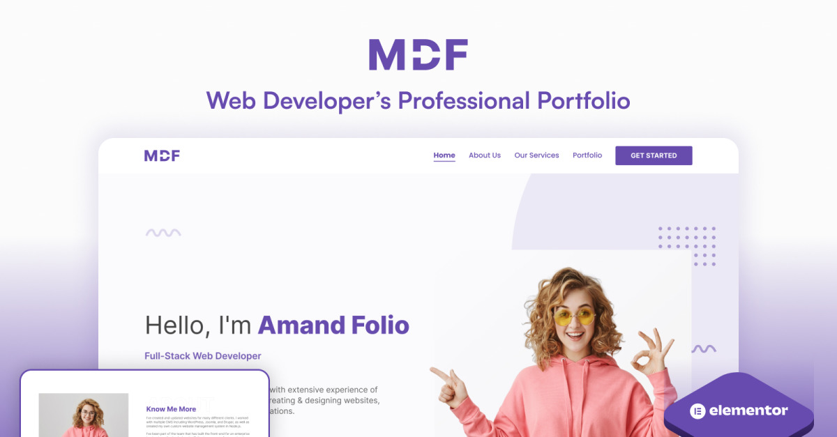 Mydevfolio V1 – Best Elementor Portfolio Template for Developers