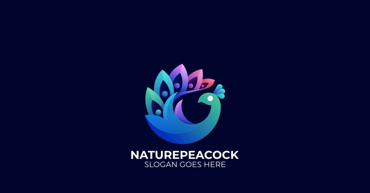 Conception de logo de paon coloré dégradé moderne