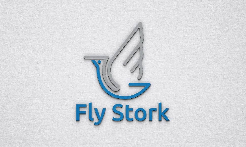 Stork Bird Animal Flying Wings Freedom Line Outline Logo Template