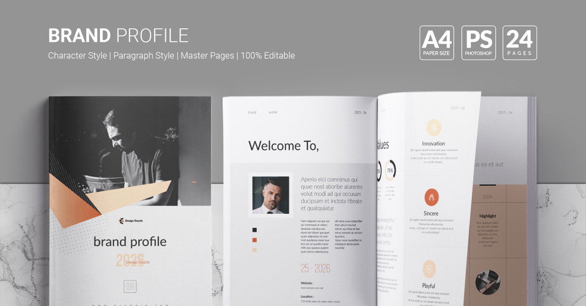 Brand Profile Template (Photoshop) #519232 - TemplateMonster
