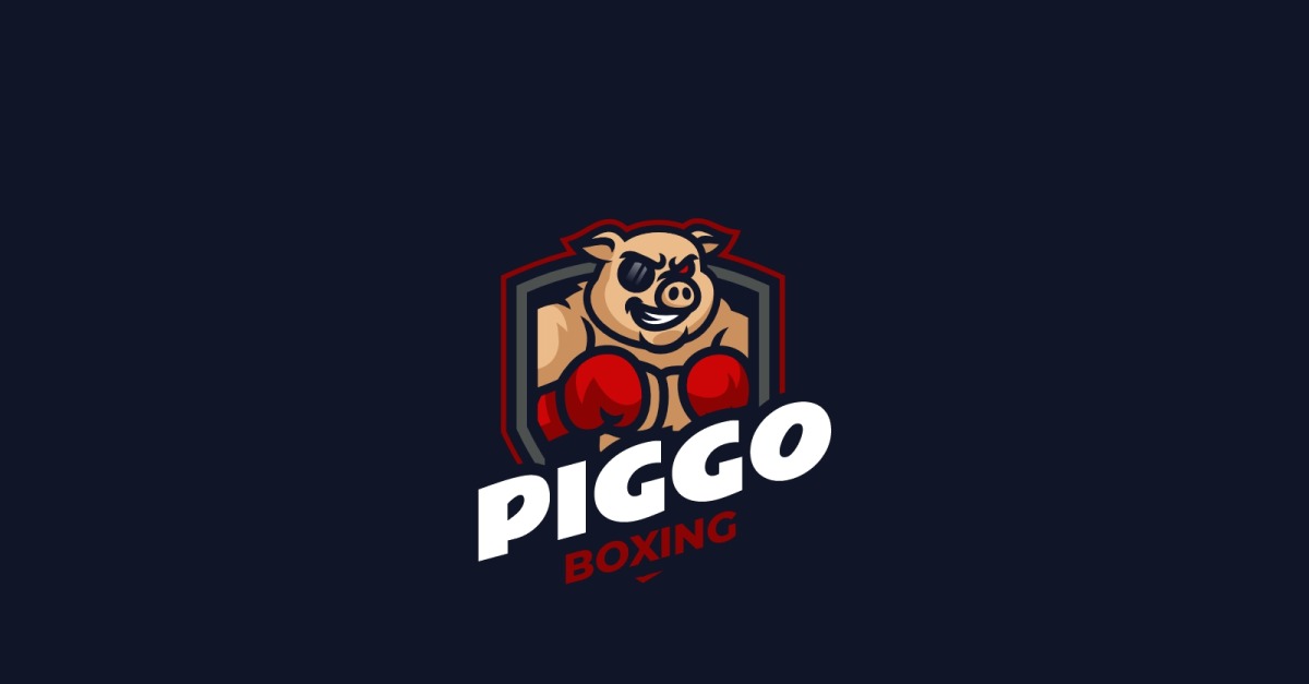 Piggo Boxing - Pig Mascot Logo Design - TemplateMonster