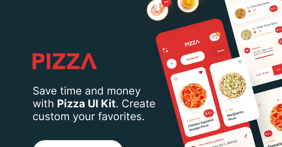 PIZZA App UI Kit With Sketch #519867 - TemplateMonster