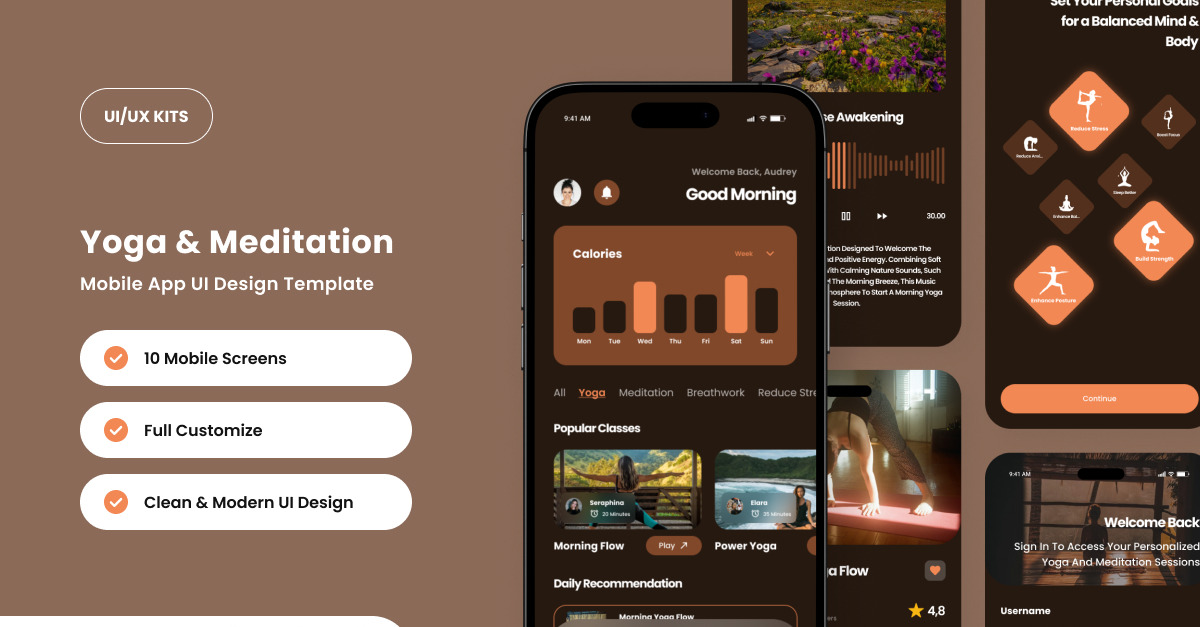 Zenora – Yoga and Meditation App Design Template
