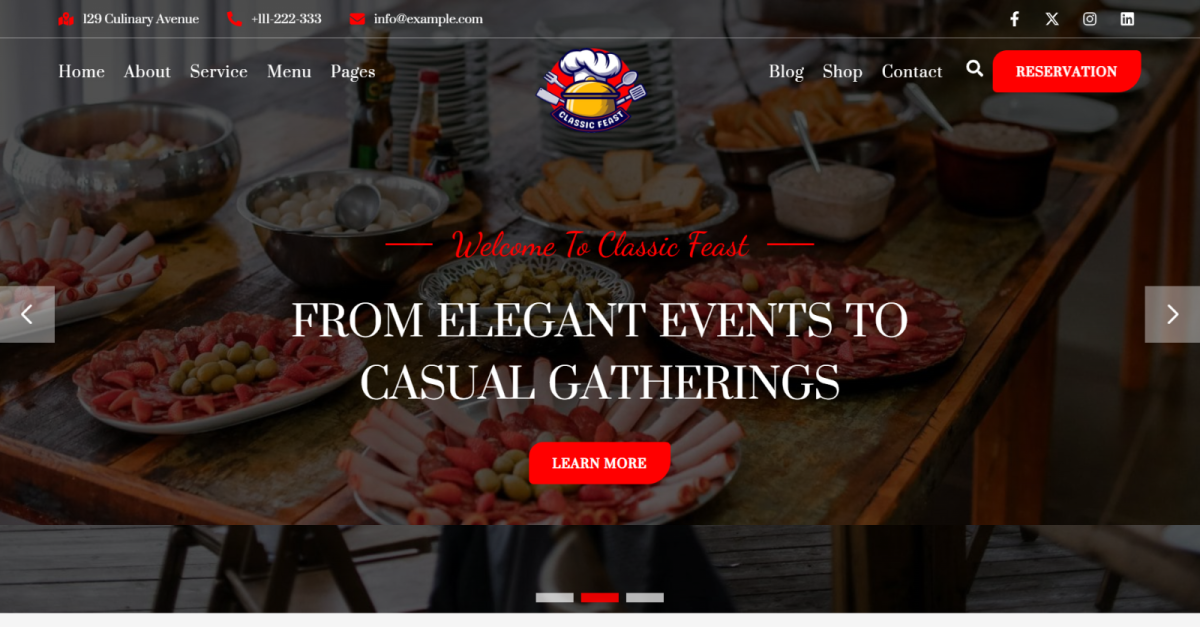 ClassicFeast – Restoran ve Catering React Web Sitesi Şablonu