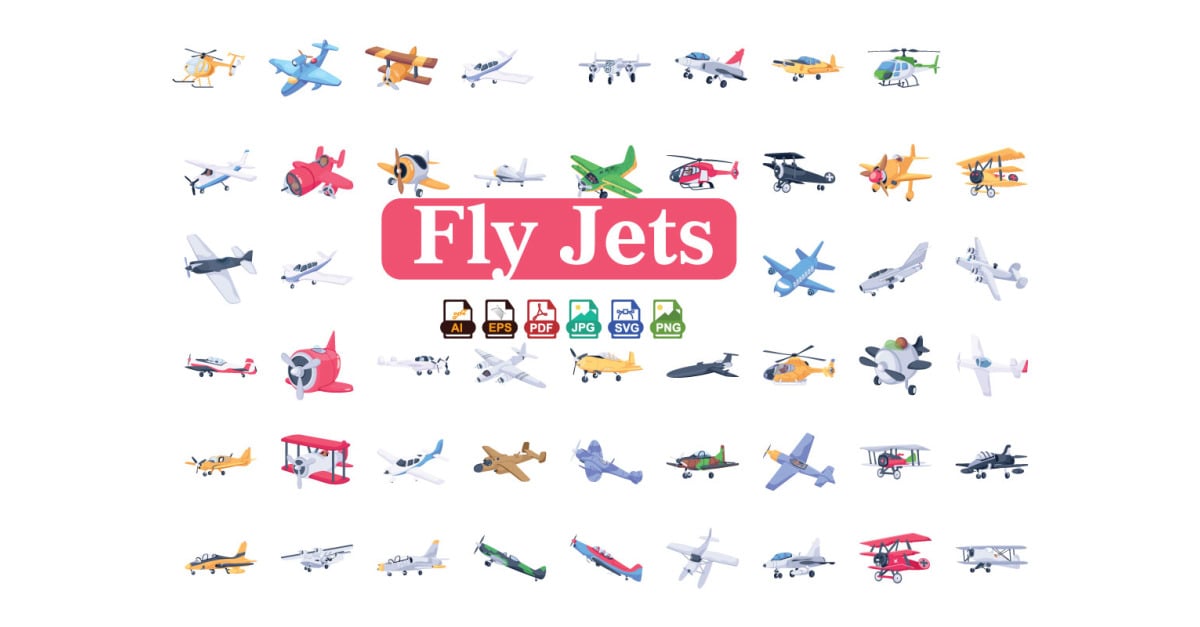 Fly Jets 3D Icons Pack | Airplane, Fighter Jet, Helicopter Icons ...
