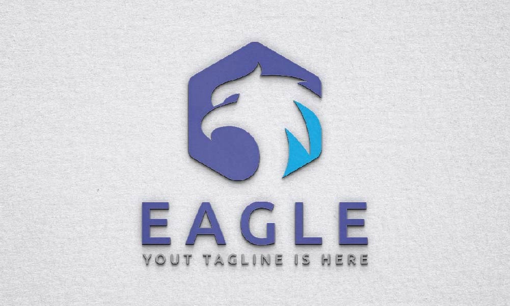 Hexagon Eagle Hawk Falcon Bird Animal Head Mascot Negative Space Logo Template