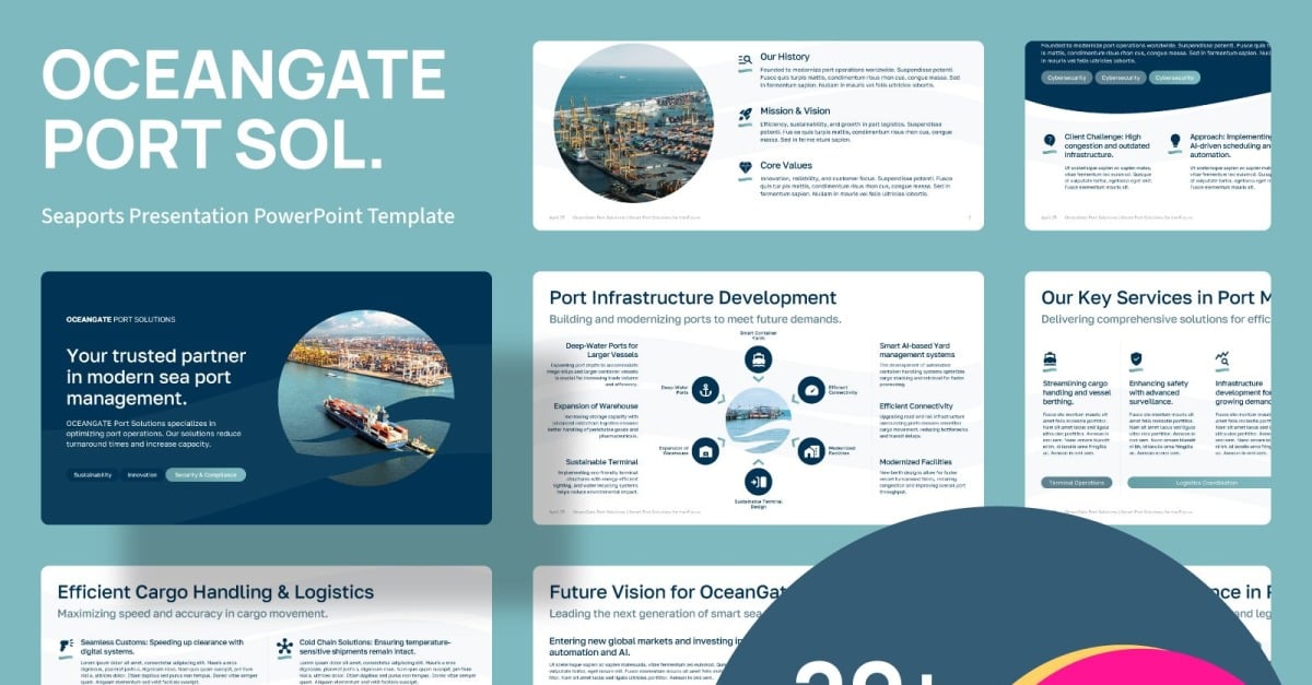 Modèle PowerPoint de présentation des ports maritimes d'OCEANGATE