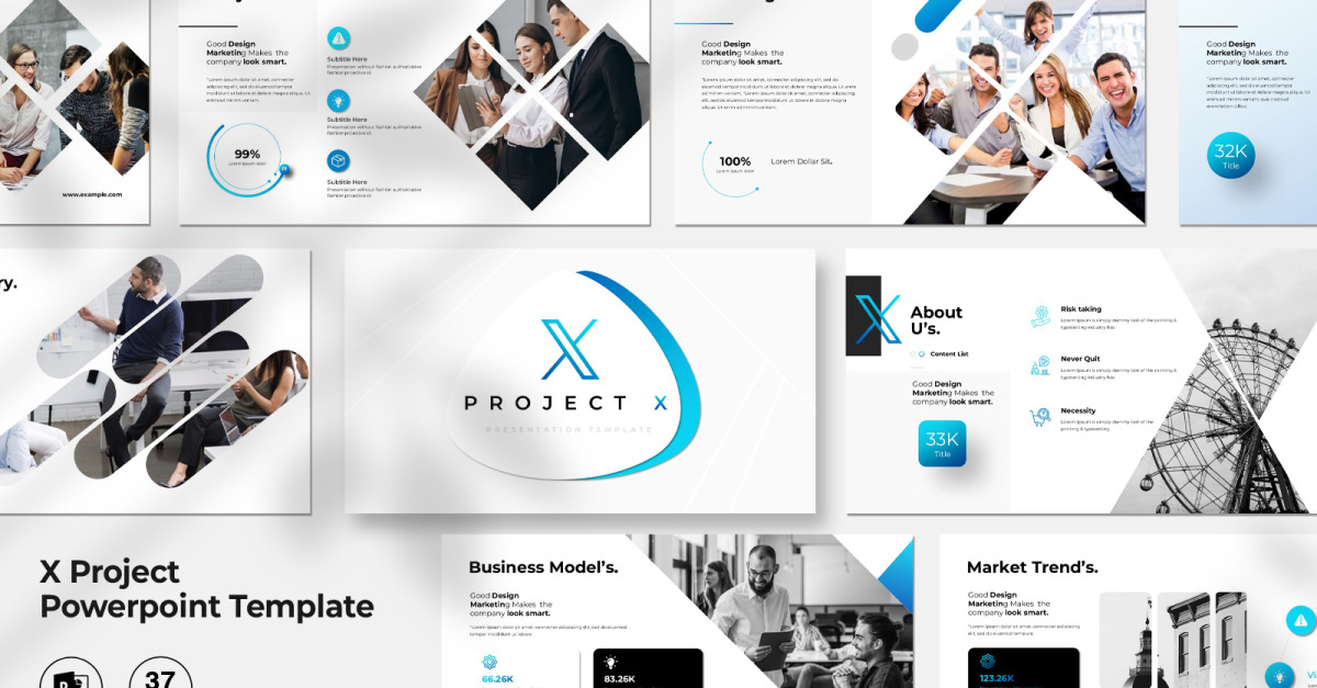 Modèle PowerPoint de projet d'entreprise X