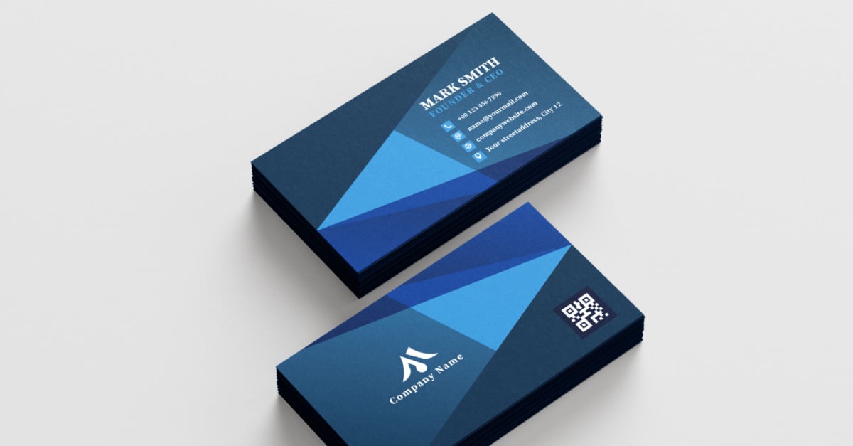 Modern Blue Geometric Business Card #520099 - TemplateMonster