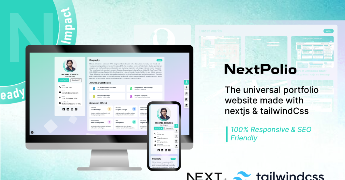 NextPolio: Plantilla moderna de portafolio web con Nextjs TailwindCSS