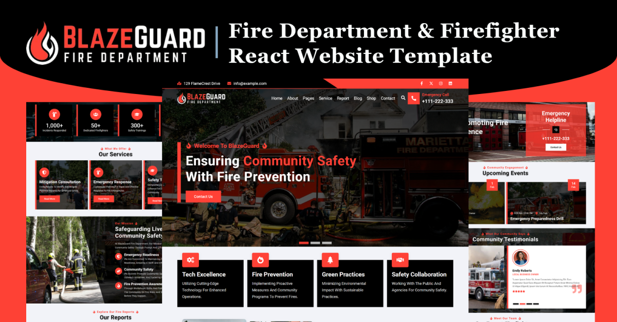 BlazeGuard – Fire Department & Firefighter React Website Template