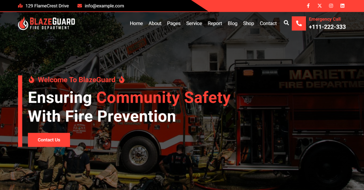 BlazeGuard – Modèle de site web réactif pour les pompiers et les pompiers