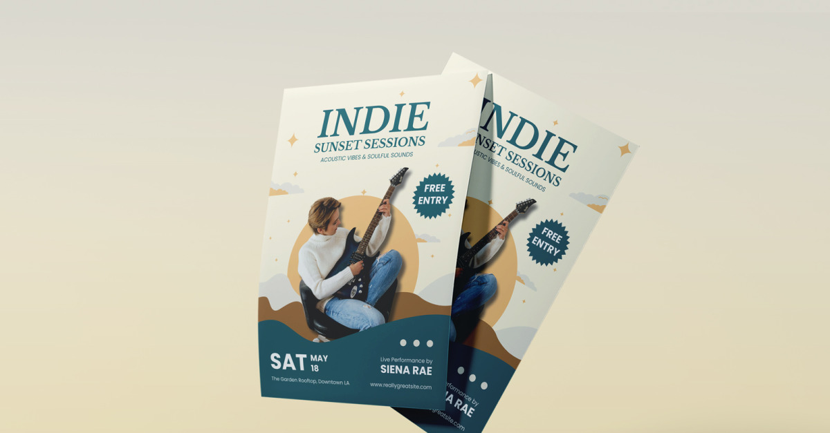 Indie Sunset Sessions Music Flyer Template - TemplateMonster
