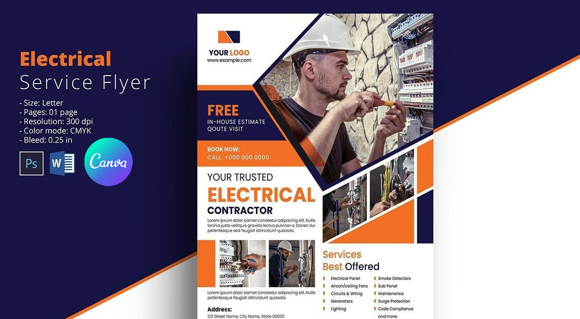 Electrical Services Flyer Template #520378 - TemplateMonster