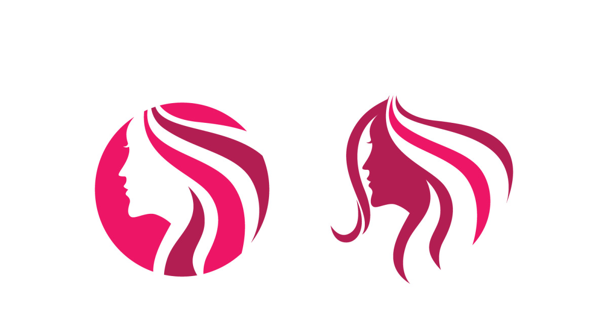 Beauty Hair Woman face character logo illustration v.1