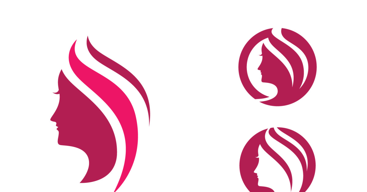Beauty Hair Woman face character logo illustration v.2