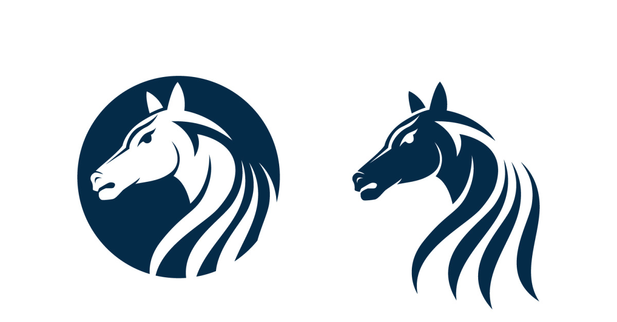 Modèle d'illustration de conception de logo d'icône de cheval fort v.5