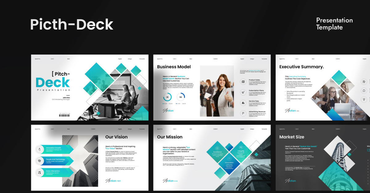 Pitch Deck Presentation Powerpoint #521352 - TemplateMonster