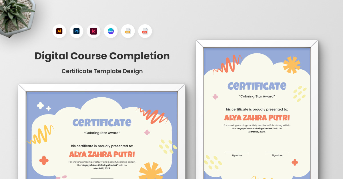 Editable Certificate for Online Course Completion