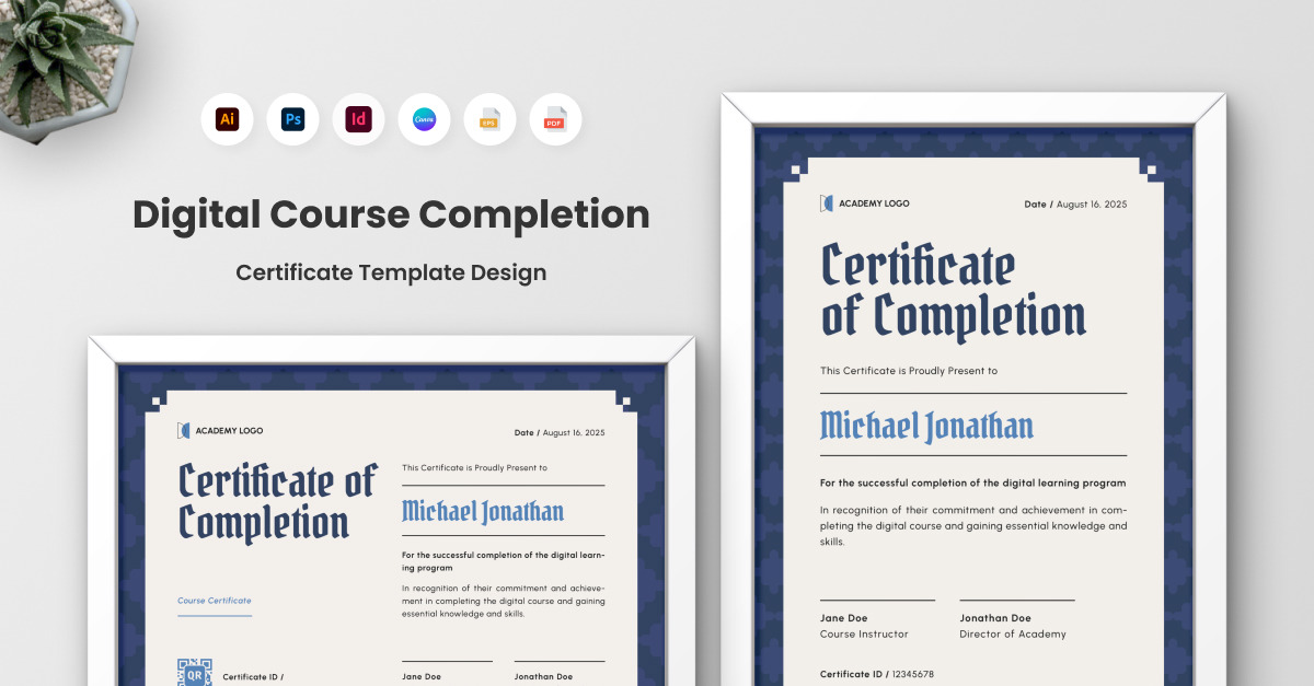 Modern Certificate for Course Achievement - TemplateMonster
