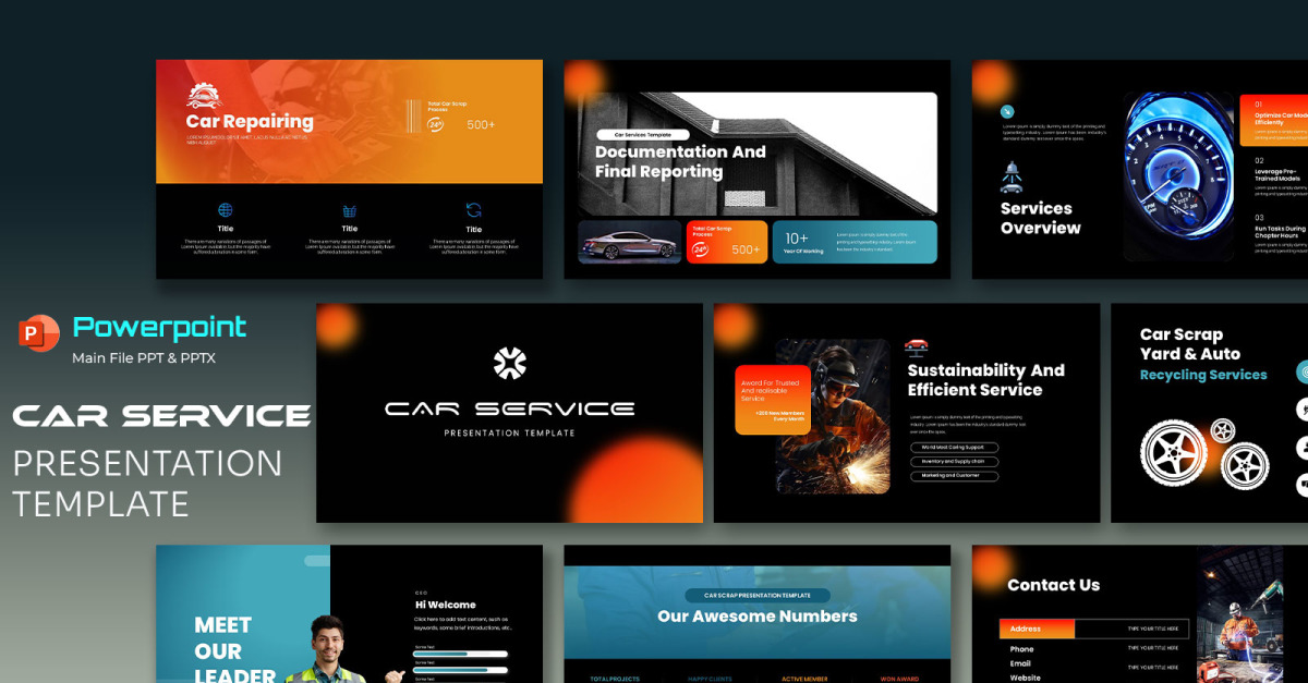Plantillas de PowerPoint de Desguace de Autos