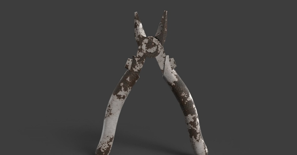 Старые ржавые плоскогубцы 3D модель инструмента